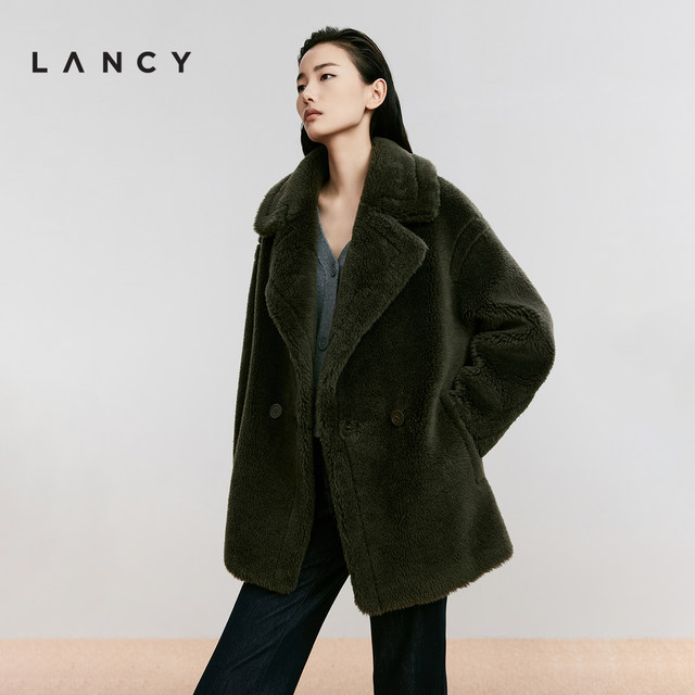 LANCY/Langzi 2024 new winter retro teddy bear coat for women lapel wool ...