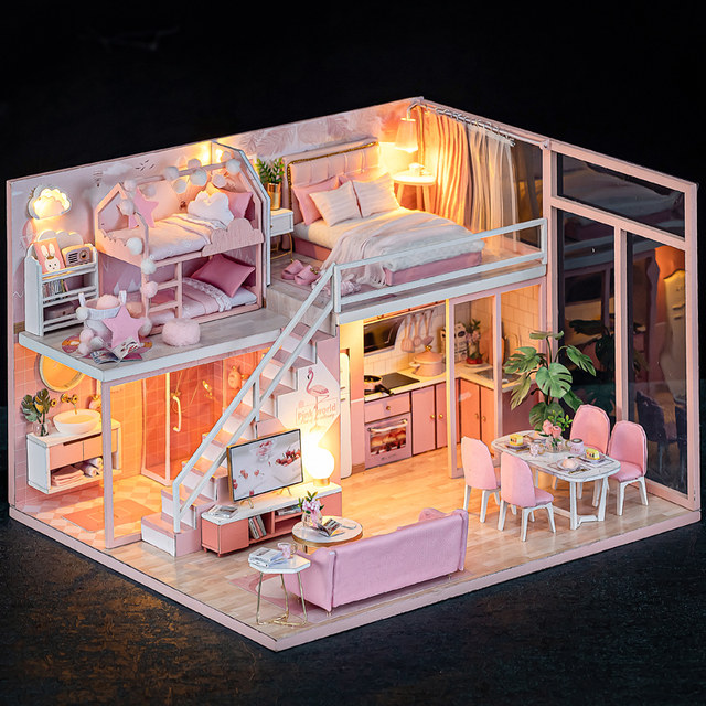 DIY hut girl toy handmade building block house puzzle assembly model ...