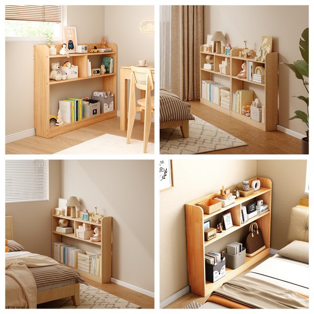 Solid wood bookshelf storage rack ultra-thin wall small narrow cabinet ...