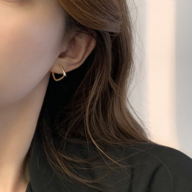 Simple square earrings niche design high-end earrings 2025 new trendy sterling silver earrings ...