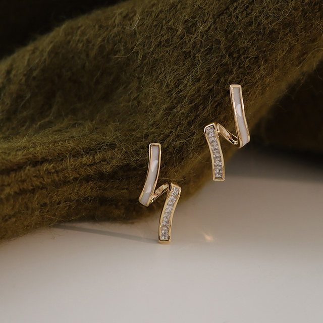 French irregular distorted vermiculite earrings female pure silver ...