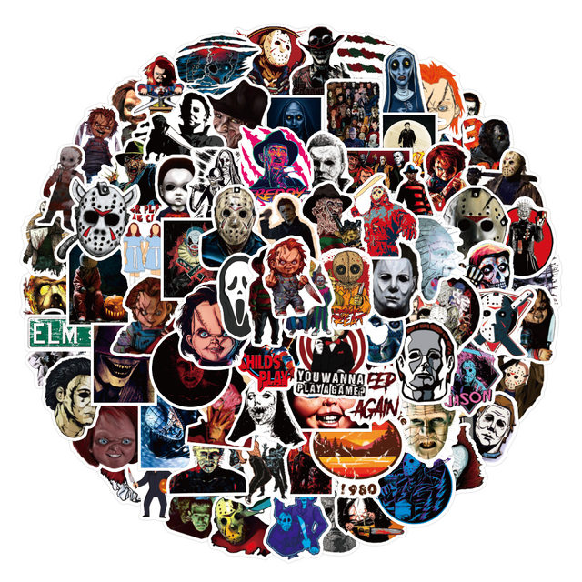 100 horror movies thriller character Notebook computer stickers mobile ...