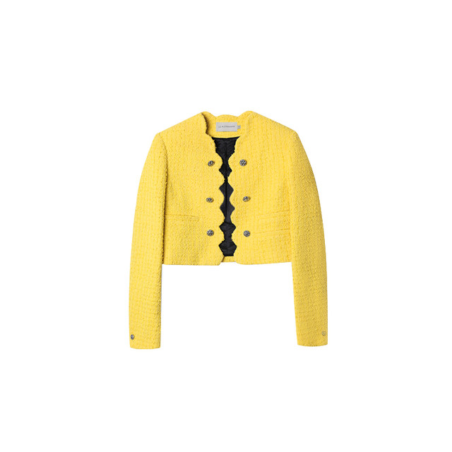 LE ALESSANDRA yellow tweed jacket for women's small fragrance style ...