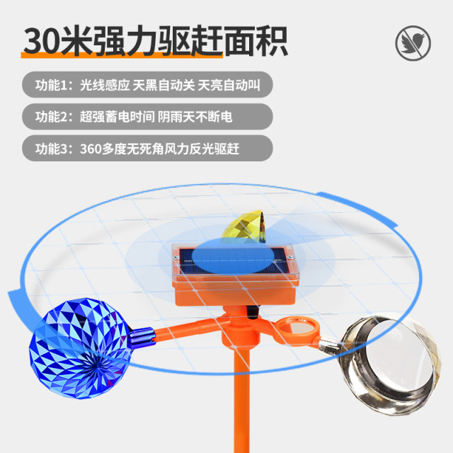 New bird repellent artifact, solar voice wind bird repellent, orchard ...