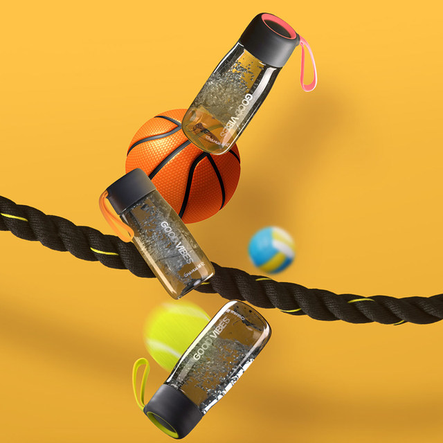 Camellia Plastic Water Cup Sports Cup Men and Women Couple Students with Water Cup with Tea and ...