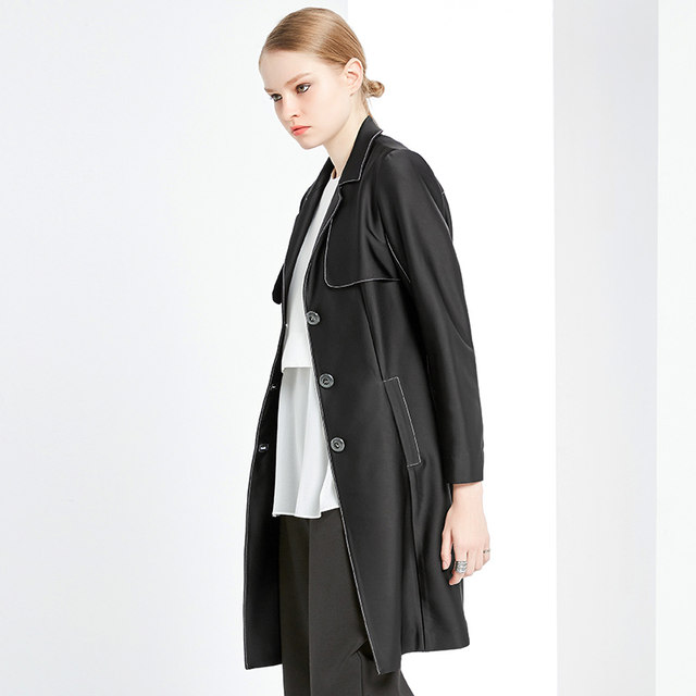 Fufen 2023 spring new solid color slim trench coat female versatile ...