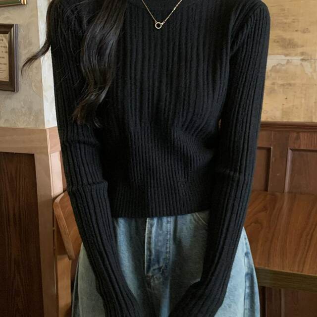 Chic slim fit round neck bottoming shirt for women 2025 early bird new ...