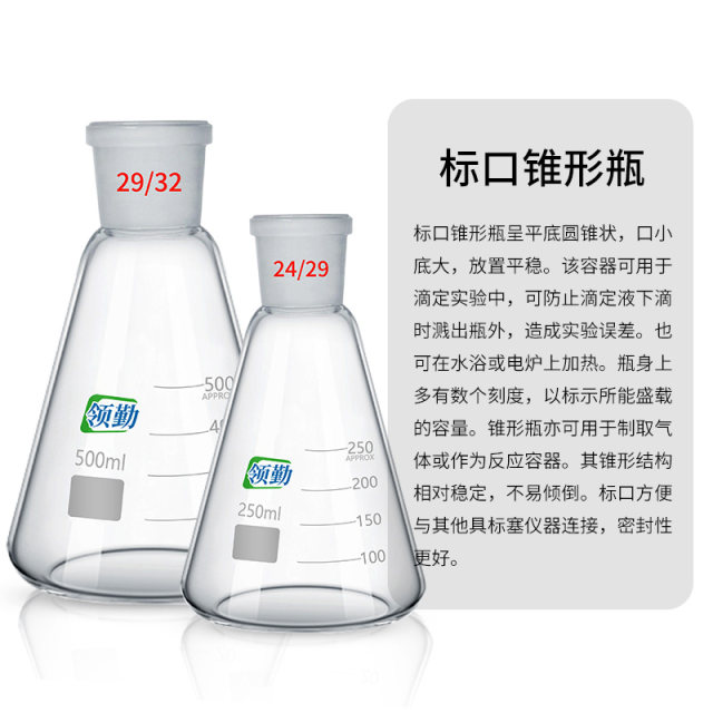 Glass Tapered Conical Bottle Triangle Flask Grinding Conical Flask 100 ...