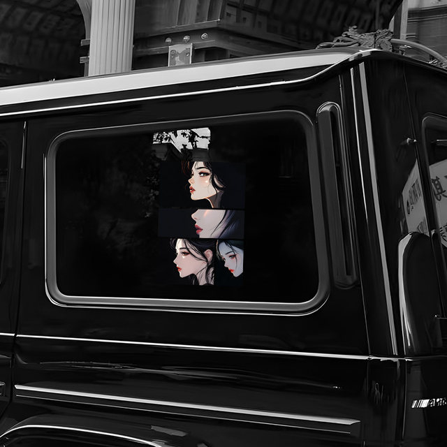 Face -to -face killing black and white anime cartoon side face car ...
