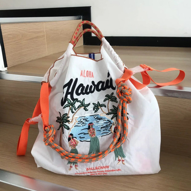 Ball chain bag embroidered environmentally friendly bag shopping bag ...