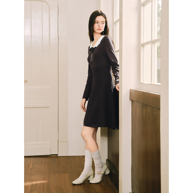 Goodland beautiful women's French doll collar waist-hugging A-line ...