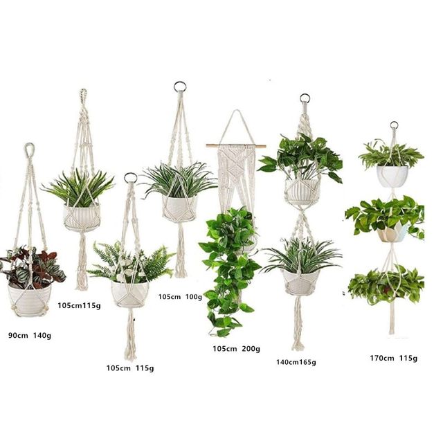 Hanging flower pot net bag hand-woven hanging basket plant hanger ...