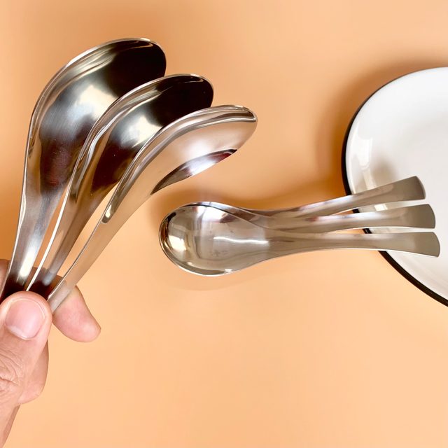 Portable short handle spoon soup spoon short handle small round spoon ...