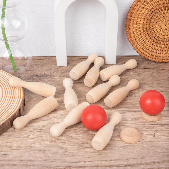 Parent-child wooden toy bowling children's educational brain ...
