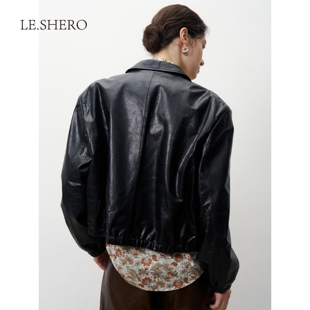 LE.SHEROLE.SHERO Lapel Zipper Sheepskin Jacket 88Q707705
