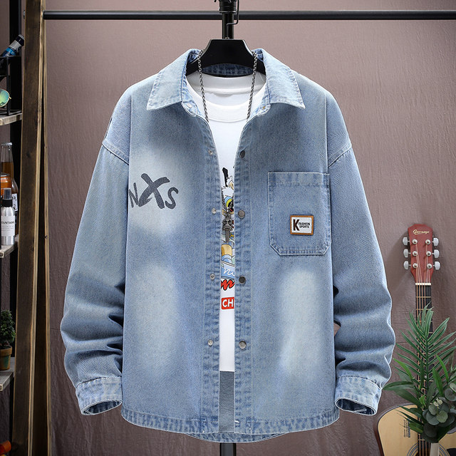 2025 new denim jacket men's fashion teen high school junior high school ...