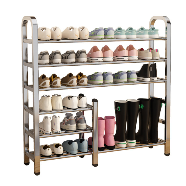 Stainless steel shoe rack at home door simple shoe cabinet storage ...