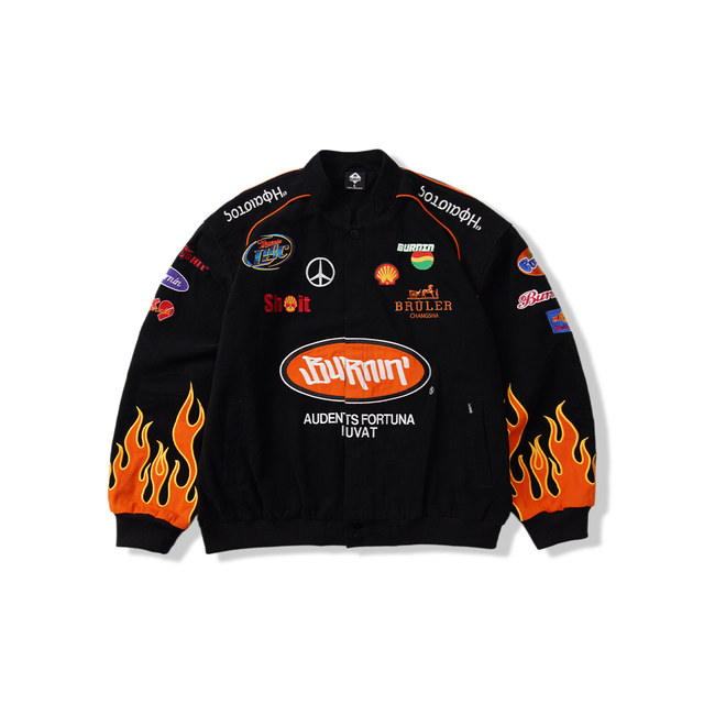 Burnin* Benning Racing Team Men's Beauty Guo Chao Motorcouletus Jacket Trend Autumn and Winter ...