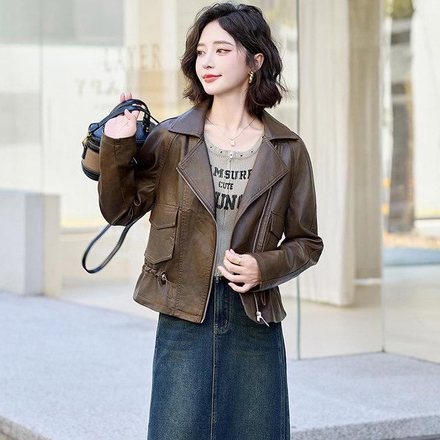 Small leather jacket for women in spring and autumn 2025 new high-end ...