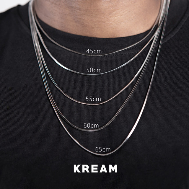 KREAM S925 Silver Snake Pure silver -plated white gold necklace fine snake bone chain men's ...