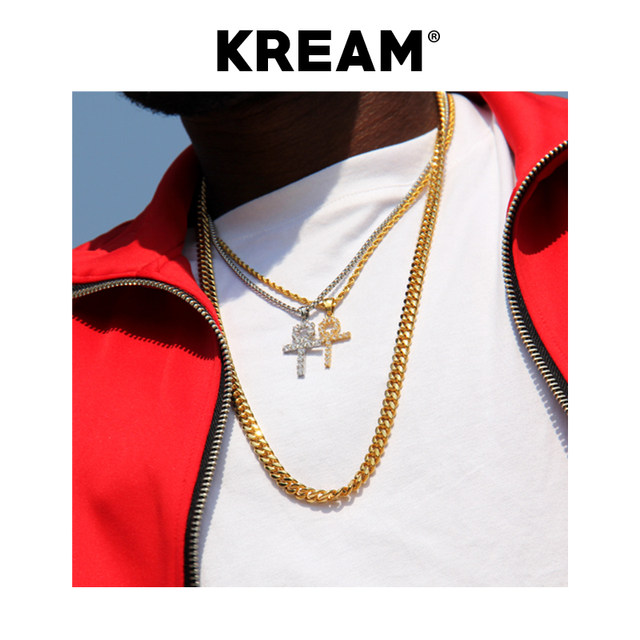 KREAM 18K GOLD PLATED Golden Cuber Necklace CUBAN Hip -Hop Men and Women's Clavical Bone Neck