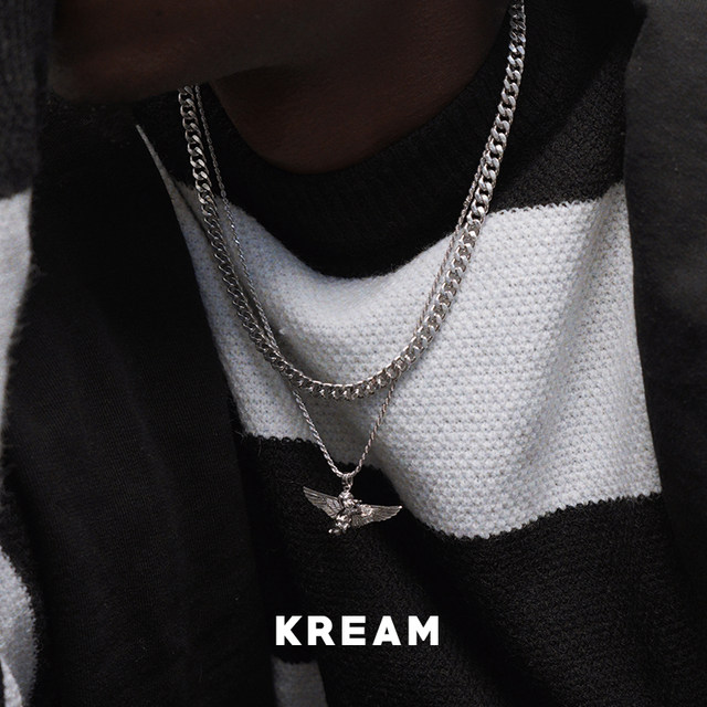 KREAM original S925 sterling silver angel necklace for men and women, hip-hop collarbone sweater ...