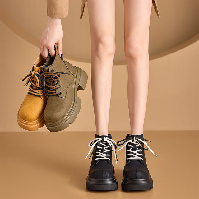 Thick-soled retro British style Martin boots for women 2025 new spring ...