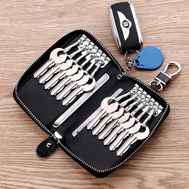 Genuine soft leather car key bag men's high-end large-capacity waist ...