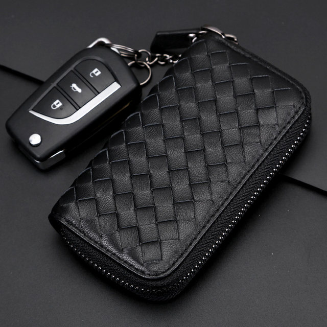 Igubigu genuine leather woven car key bag couple large capacity key bag ...