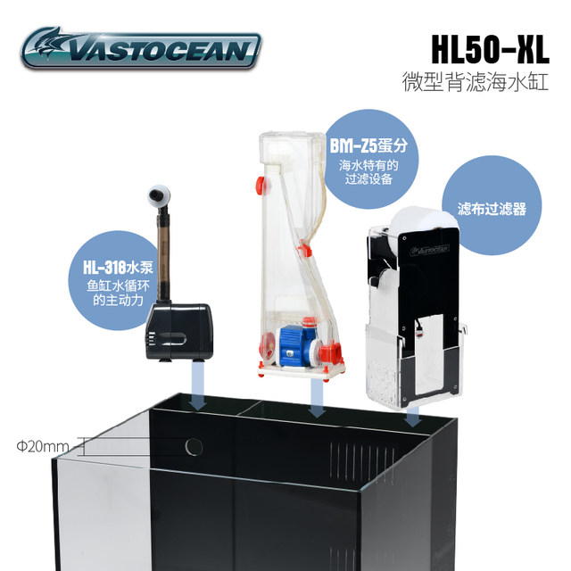 Vastocean small desktop hot -bend glass back filter seawater fish tank ...