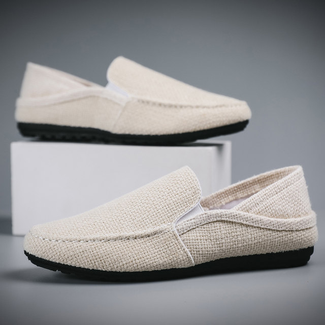 New linen men's shoes versatile breathable and odor-proof linen men's ...
