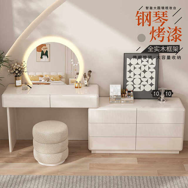 2024 cream style solid wood painted dressing table bedroom modern ...