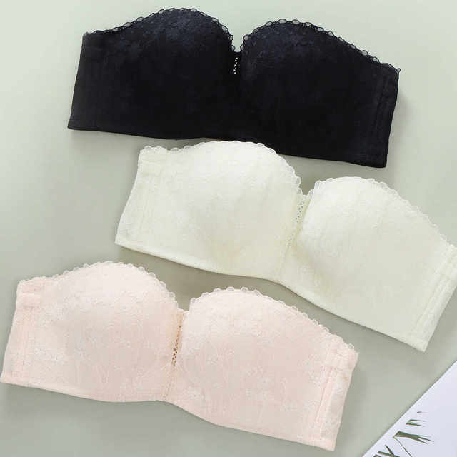 Gina 3363 strapless anti-slip beautiful back bra small breasts show big push-up medium thick ...