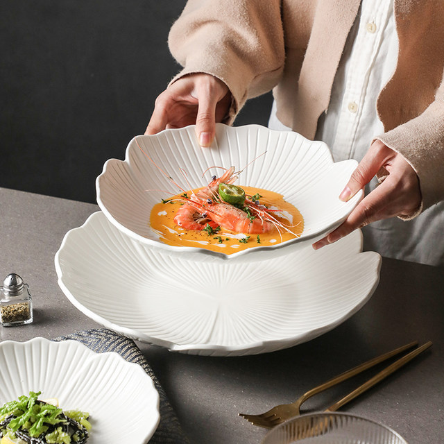 Ceramics solid color high -grade soup bowl shallow bowl deep dish ...