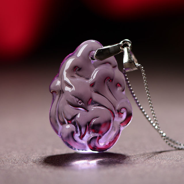 Natural Amethyst Fox Pendant for Women Transferred to Land Purple ...