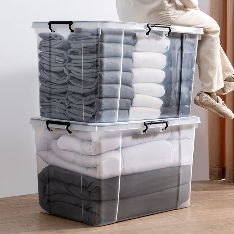 180L Transparent Plastic Storage Box - Large Capacity Organizer