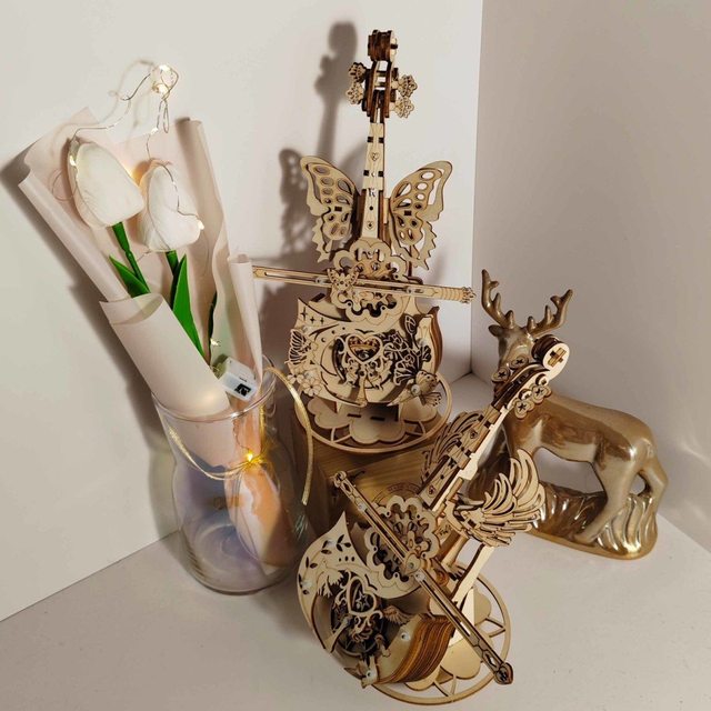 Secret handmade music box cello wooden assembly model 3D three ...