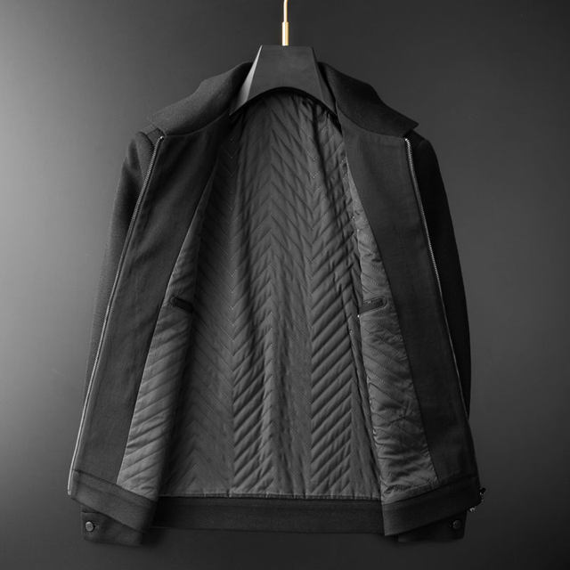 Winter new knitted wool lapel jacket men's high -end thick solid solid ...