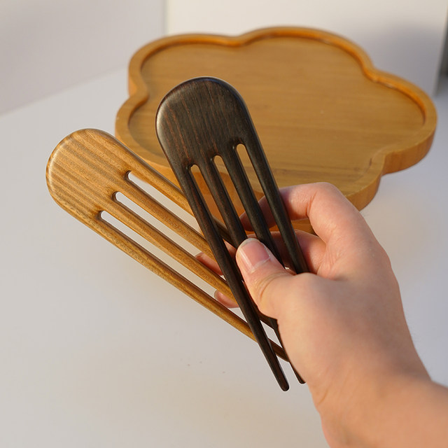 Zang Youyixue Chinese style wooden hairpin collection U-shaped ebony ...