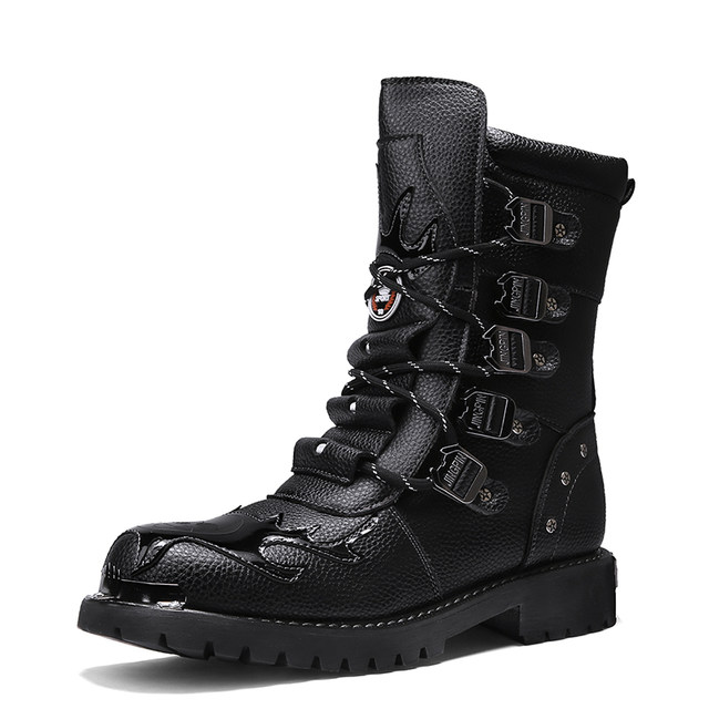 Martin boots men's high-top British style long boots work boots cycling ...