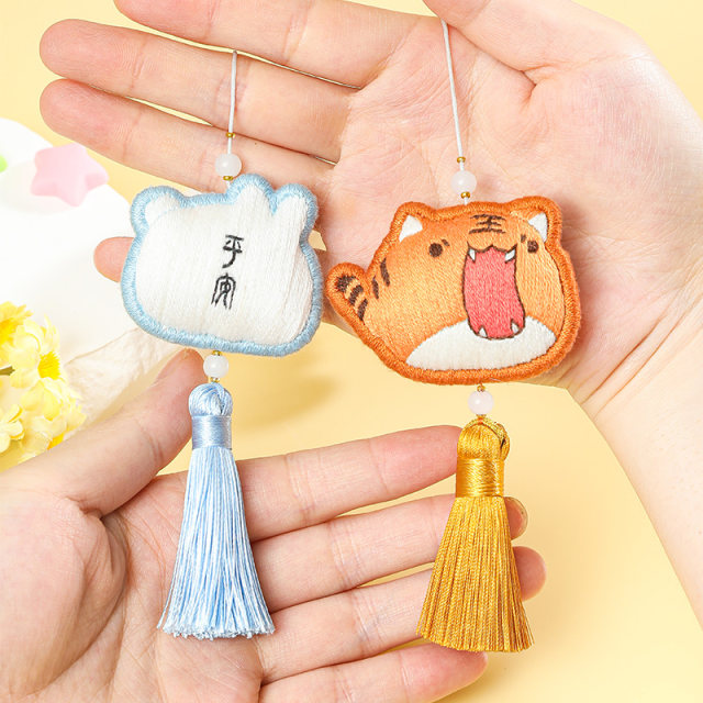 Little tiger Ping An Talisman embroidery handmade DIY materials Ping An ...