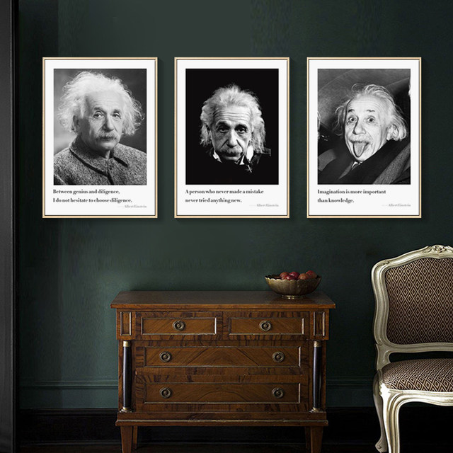 Einstein hanging painting creative black and white character poster ...