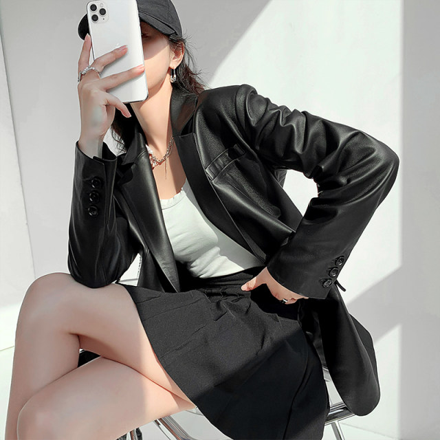European goods 2025 new Haining sheepskin genuine leather coat mid ...