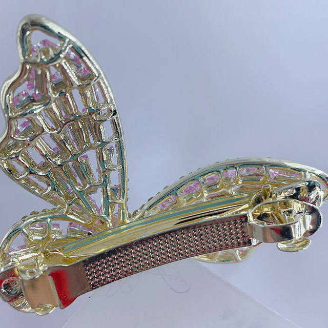 Zircon Full Diamond White Crystal Big Butterfly Spring Clip Hair Clip ...