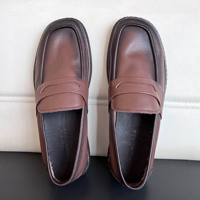 Summer thin -faced single -layer leather sleeve foot Carrefour shoes ...