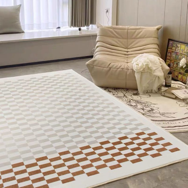 Medieval Roman checkerboard carpet, living room, colorful dot sofa ...