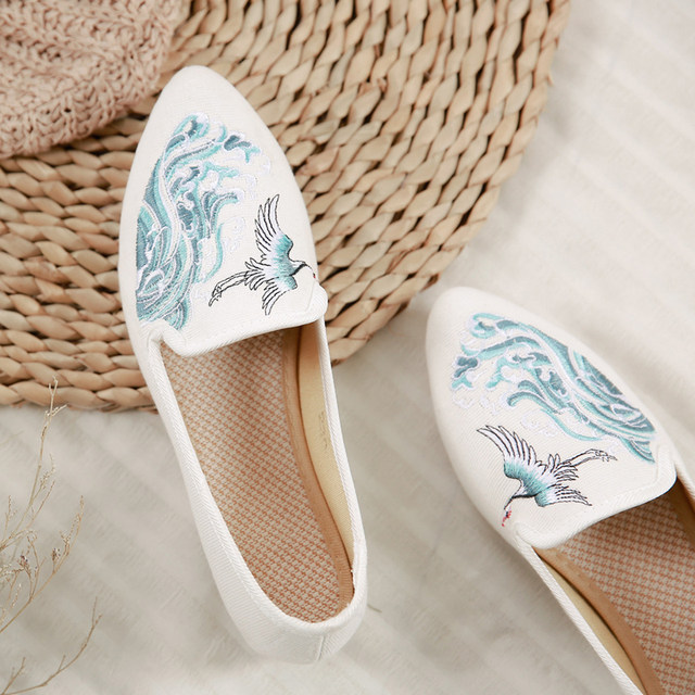 Pointed toe single shoes with one foot lazy cloth shoes low heel ...