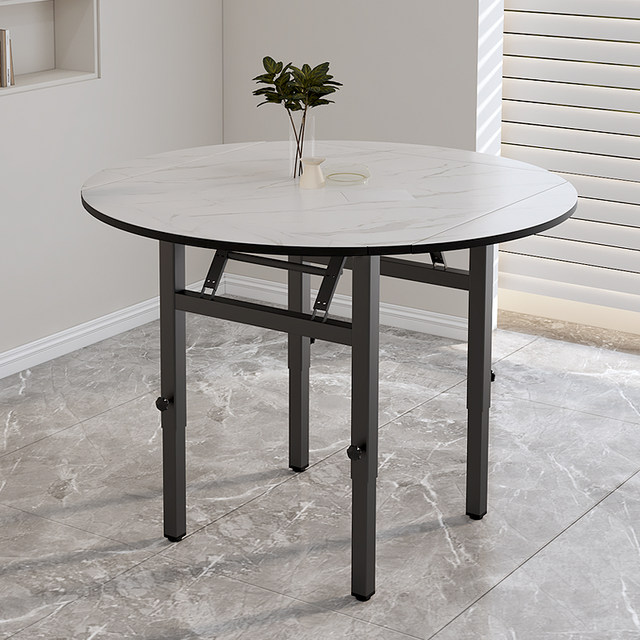 Round dining table for small households, liftable folding table, solid ...