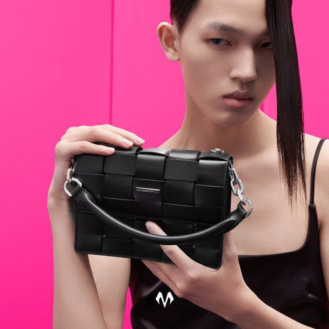 BABAMA small square bag cowhide woven bag chain bag messenger bag tide ...