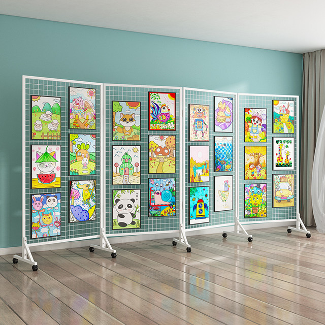 Folding grid display stand, painting studio, kindergarten work display ...